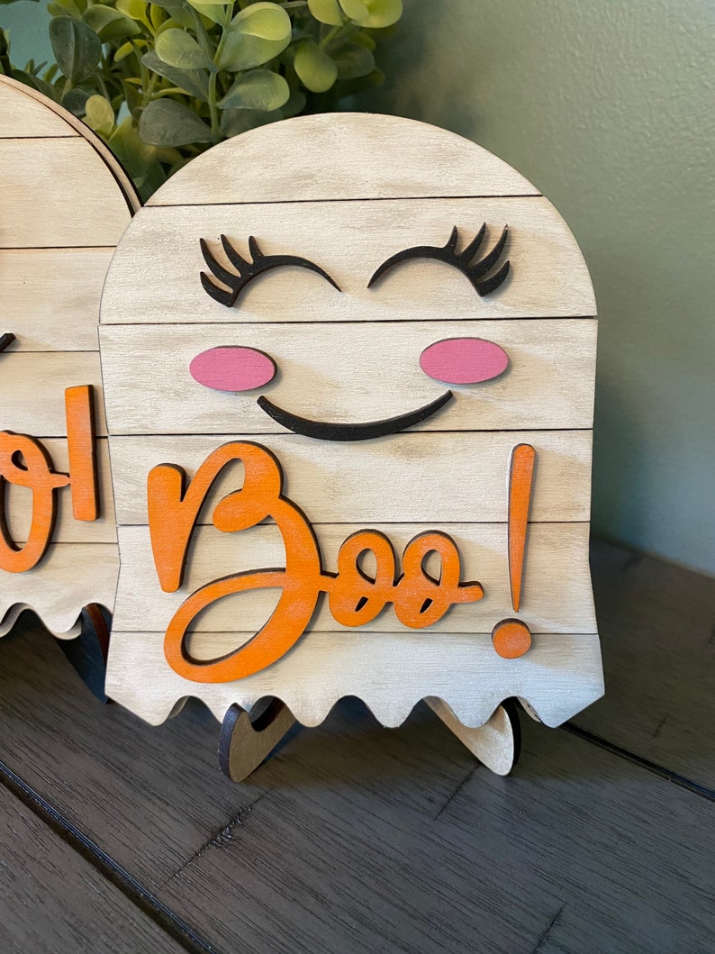 Ghost BOO Sign / Shelf Sitter / Tiered Tray Decor / Wooden 3D - Etsy
