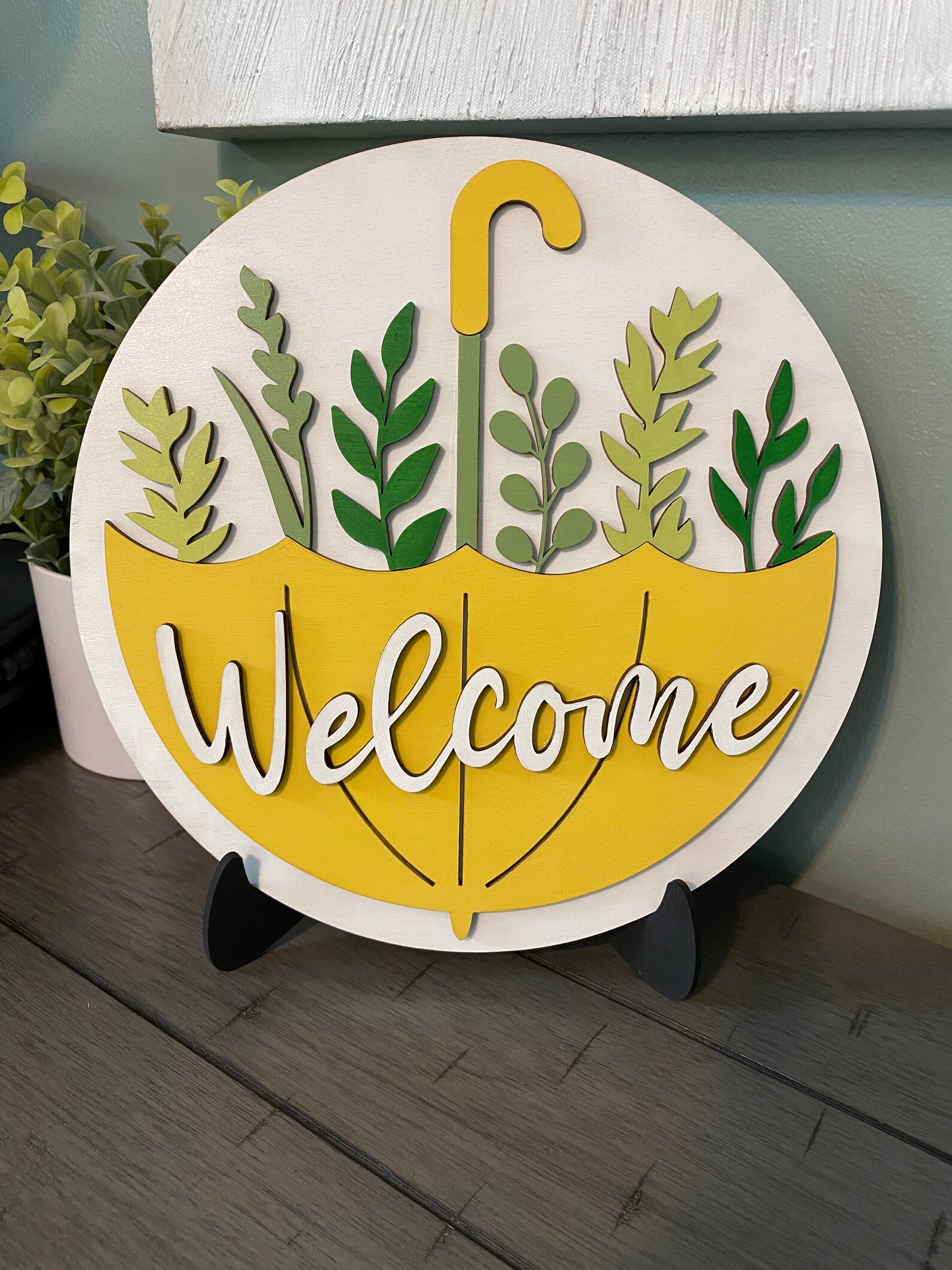 Welcome Table Sign / Shelf Sitter / Tiered Tray Decor / Wooden - Etsy
