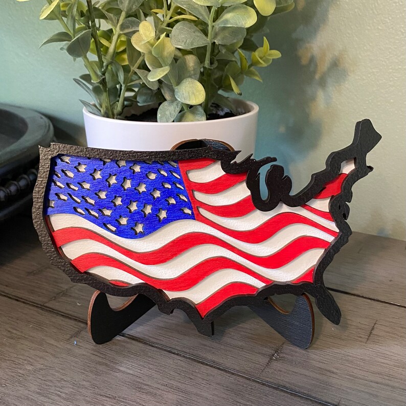 American Flag Table Sign / Shelf Sitter / Tiered Tray Decor / - Etsy