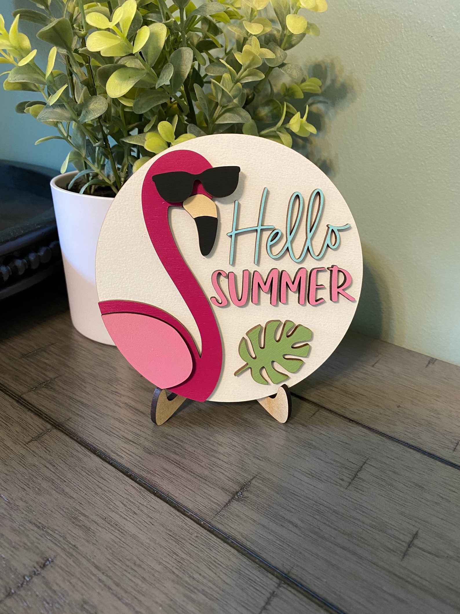 Hello Summer Table Sign / Shelf Sitter / Tiered Tray Decor / Wooden 3D ...