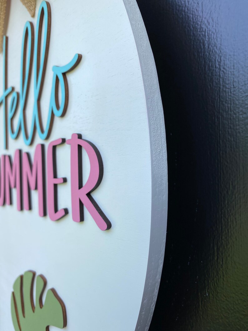 3D Hello Summer Door Hanger / Colorful Door Hanger / Wreath - Etsy