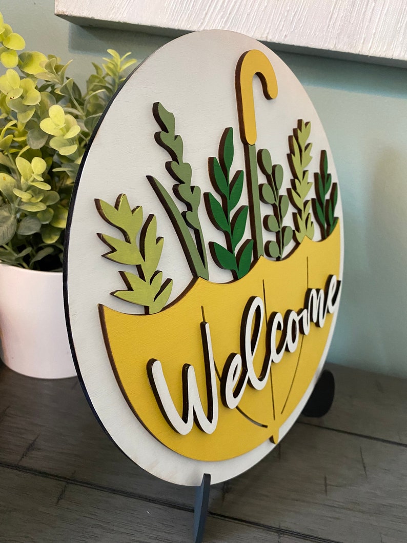 Welcome Table Sign / Shelf Sitter / Tiered Tray Decor / Wooden - Etsy