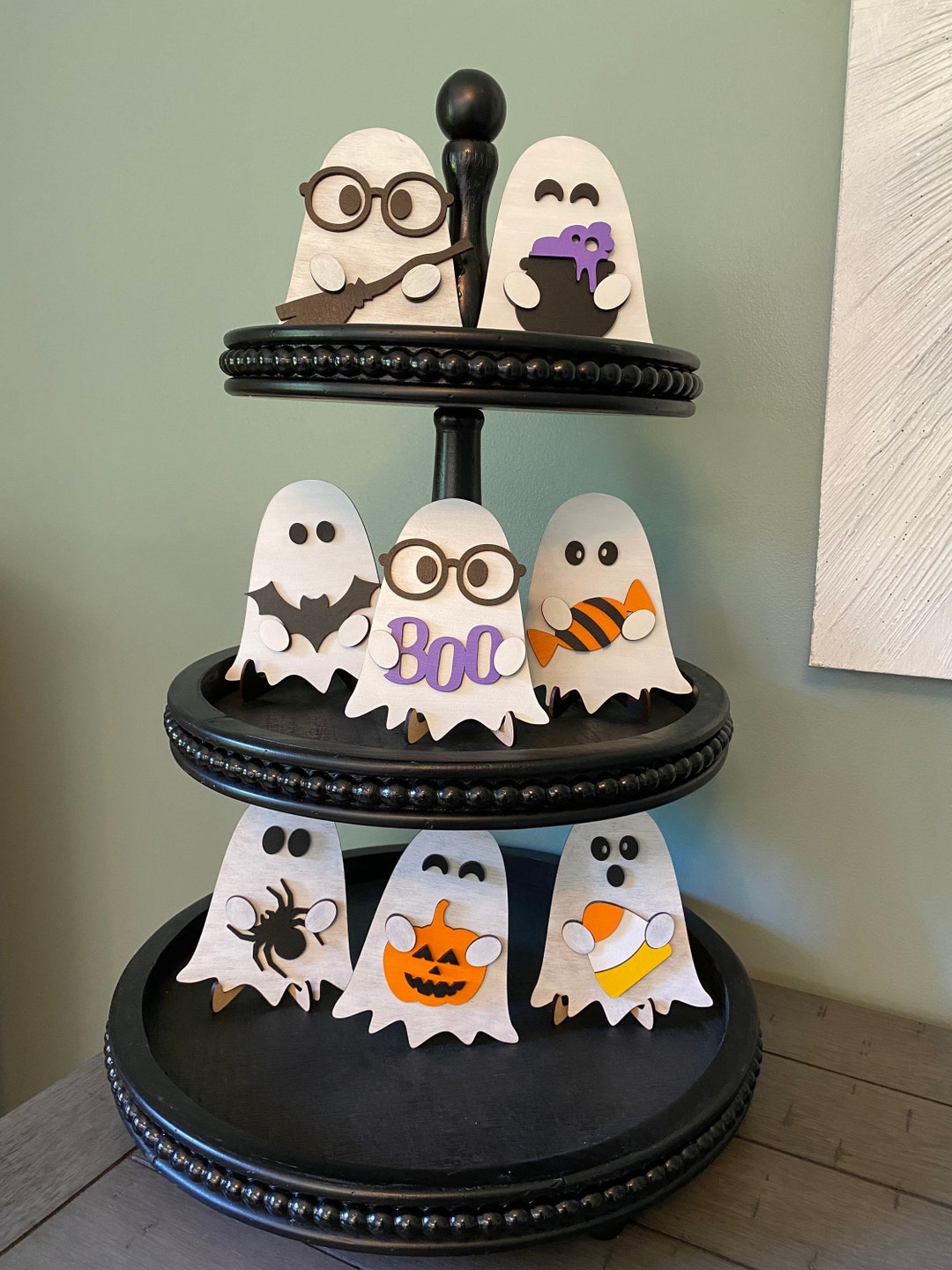 Happy Halloween Tiered Tray Decor / Cute Ghost Mantel Decor / Trick or ...