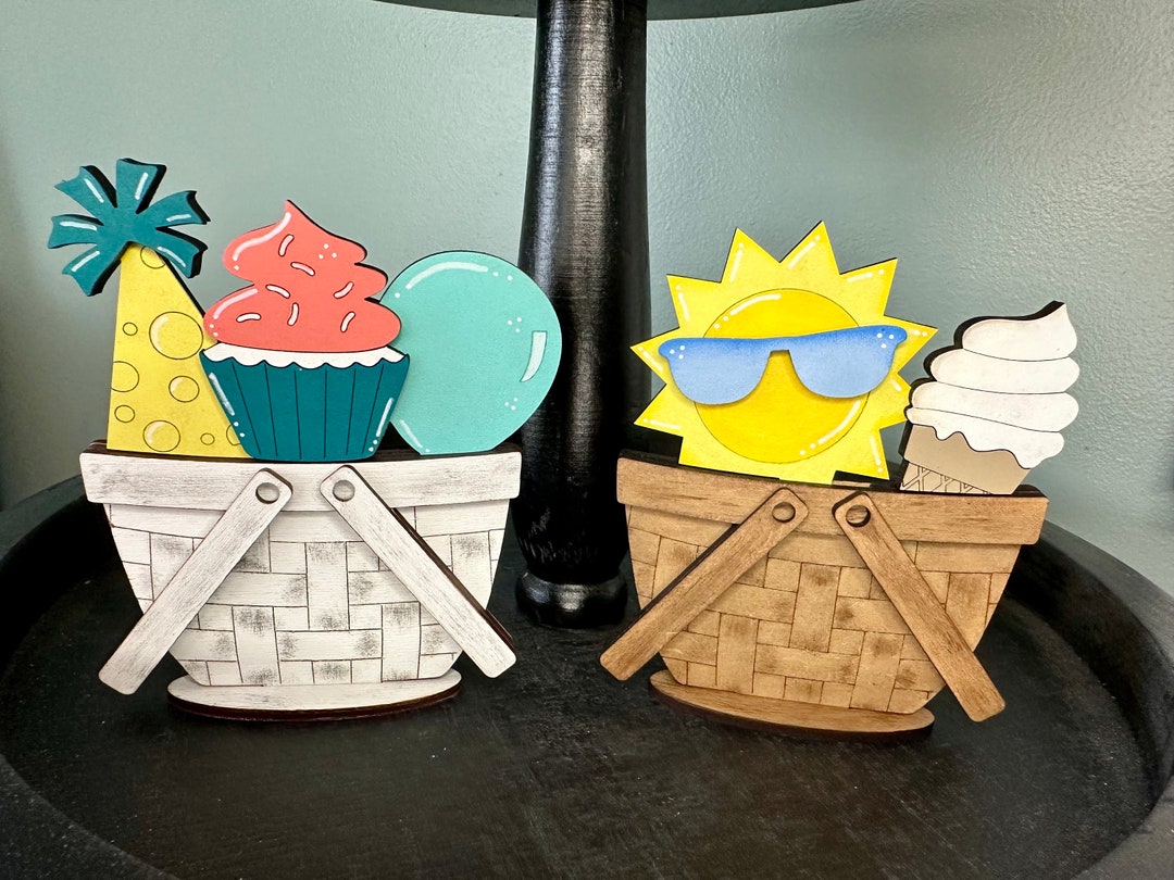 Interchangeable Mini Basket / Year-round Decor / Shelf Sitters / Mantel / Tiered Tray Decor ...