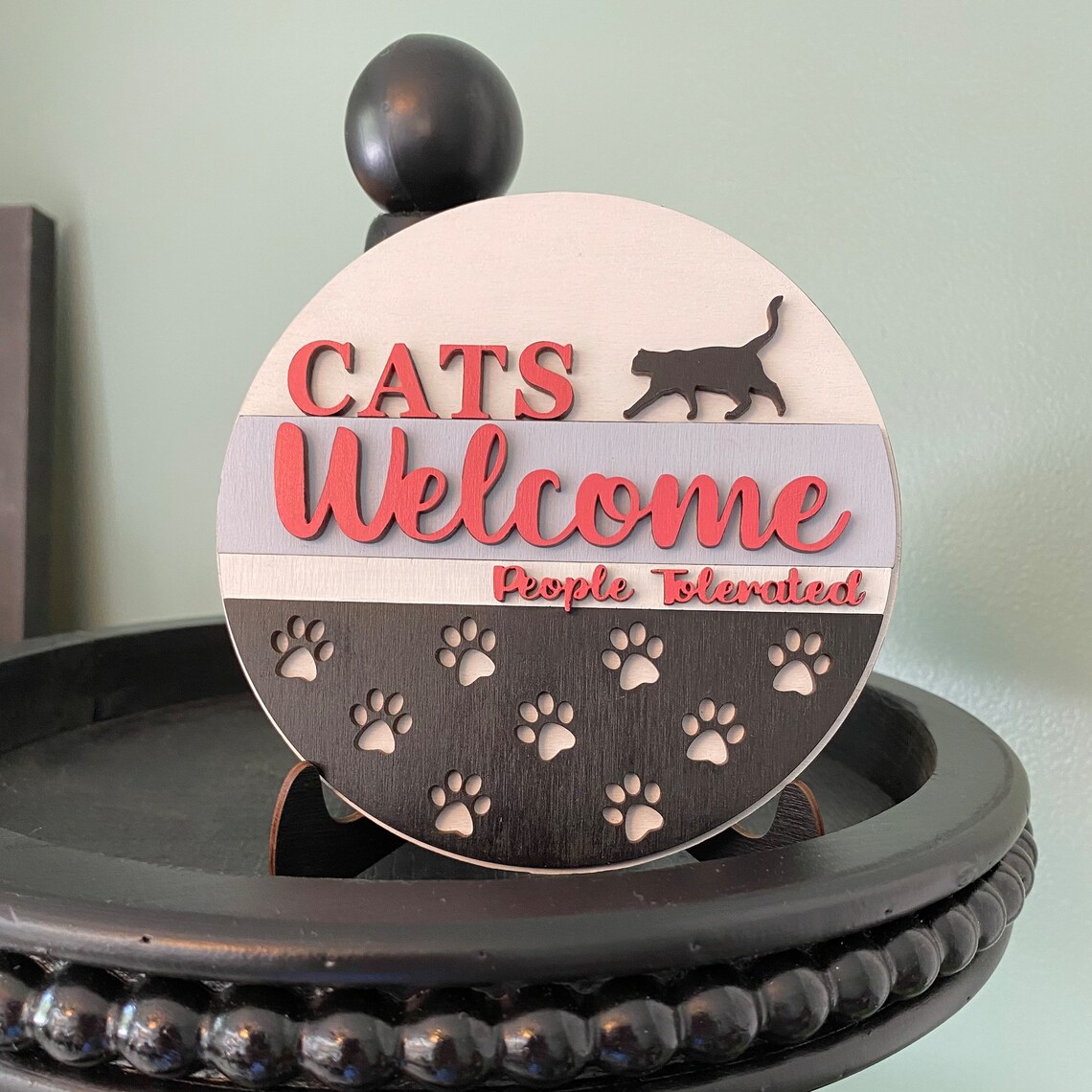 Cats Welcome Table Sign / Shelf Sitter / Tiered Tray Decor / - Etsy
