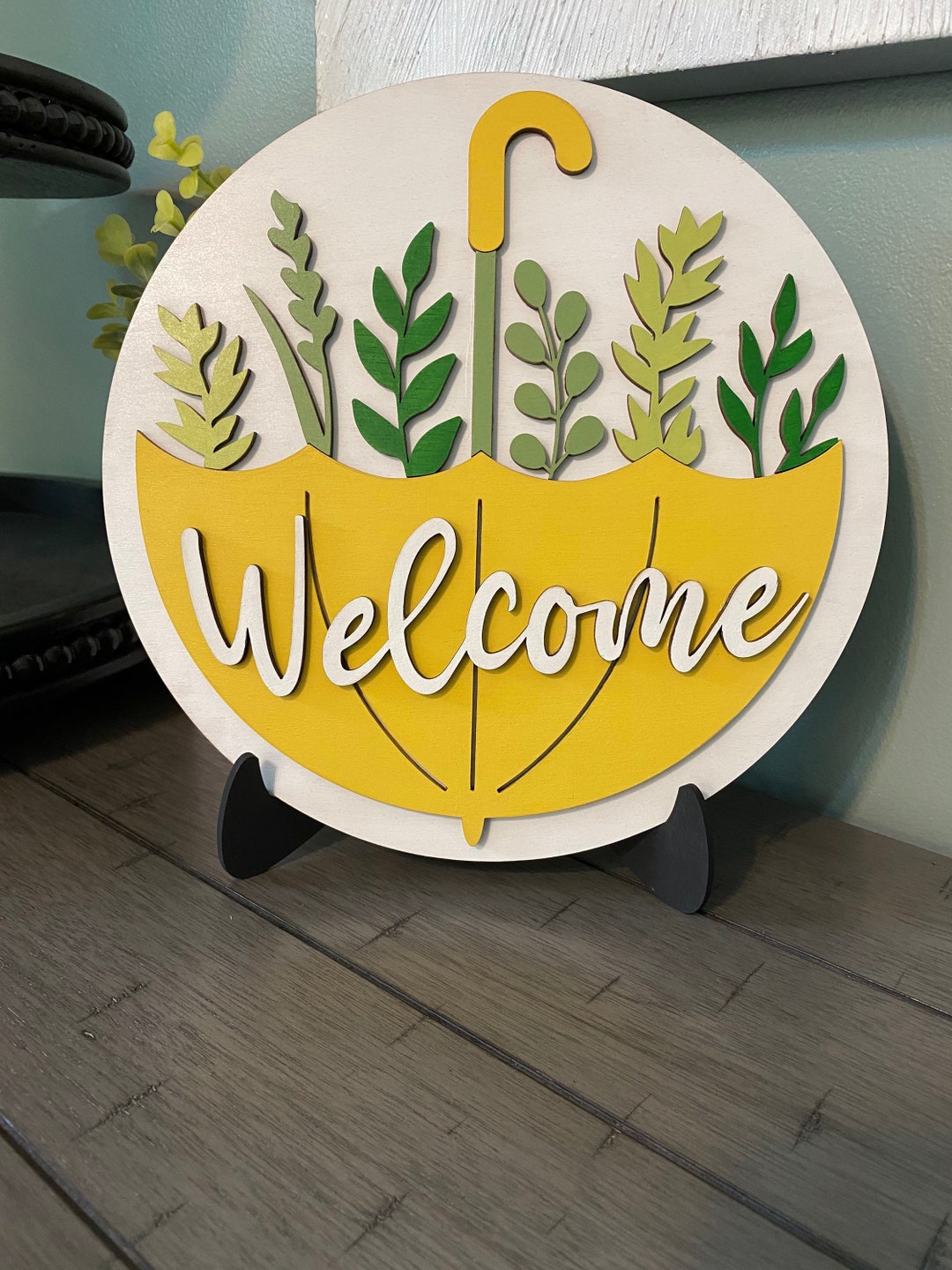 Welcome Table Sign / Shelf Sitter / Tiered Tray Decor / Wooden 3D ...