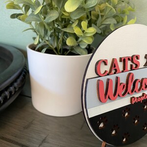 Cats Welcome Table Sign / Shelf Sitter / Tiered Tray Decor / Wooden 3D ...