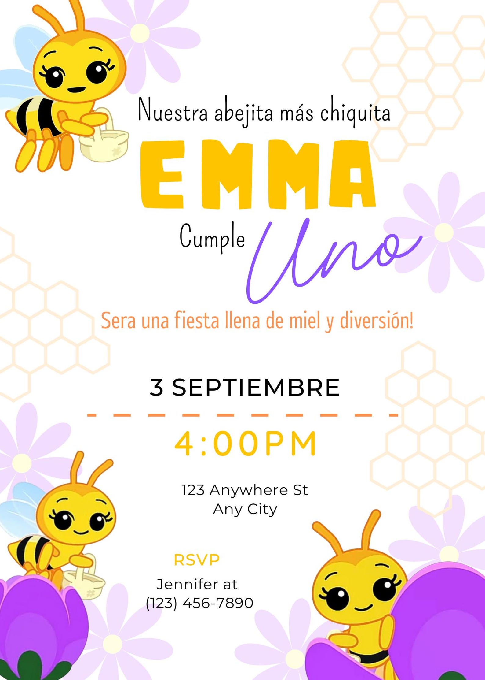 Plim Plim Bee Party Invitation: Editable Digital Download - Etsy