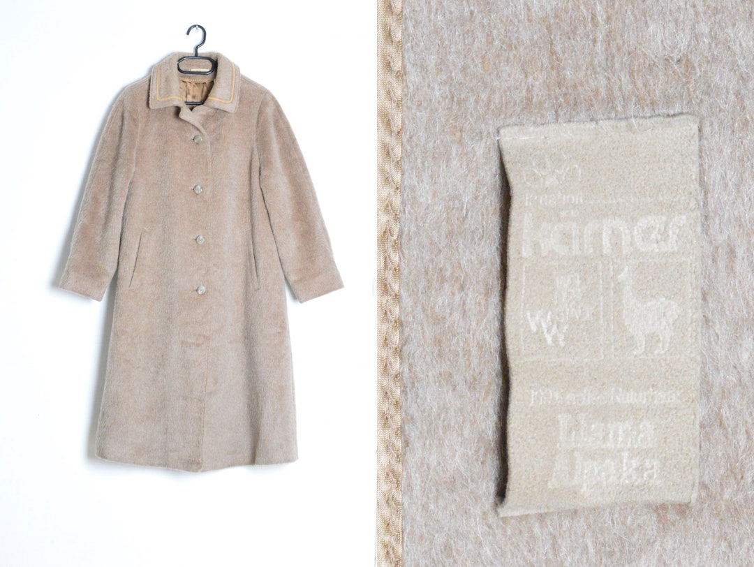 Vintage 60s Beige Mohair Merino Wool Minimalist Winter Coat Size L - Etsy