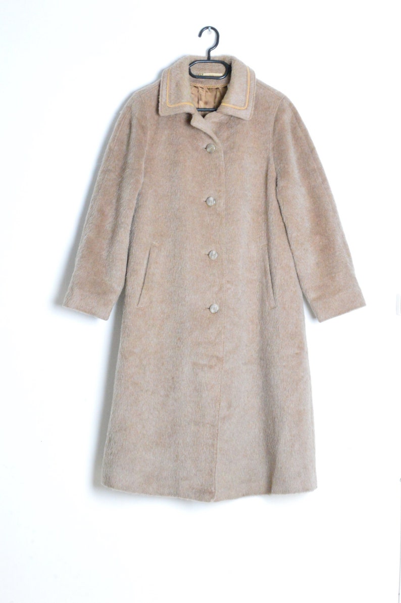 Vintage 60s Beige Mohair Merino Wool Minimalist Winter Coat Size L - Etsy