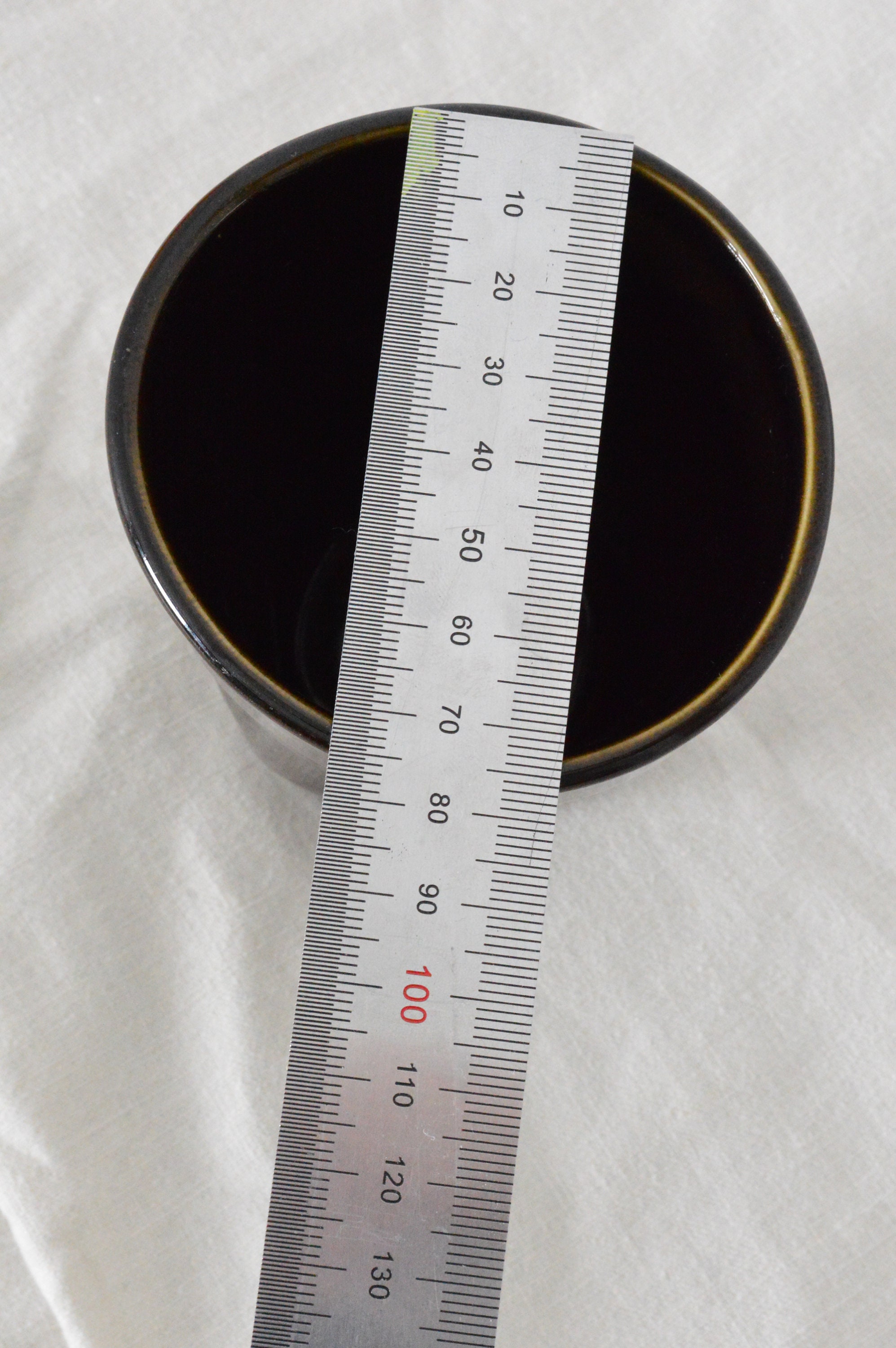 Vintage Brown Glazed Ceramic Ribbed Rim Scandinavian Folded Glass Shape ...