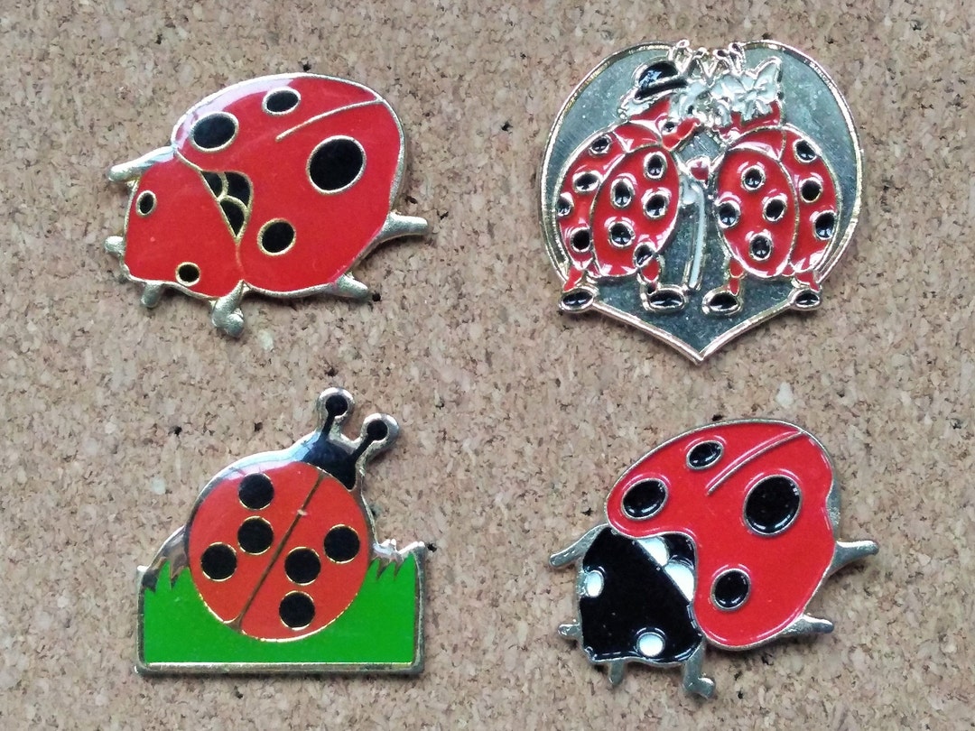 Vintage Ladybug Pins: Ladybug and Old Ladybug Couple Enamel Pins - Etsy