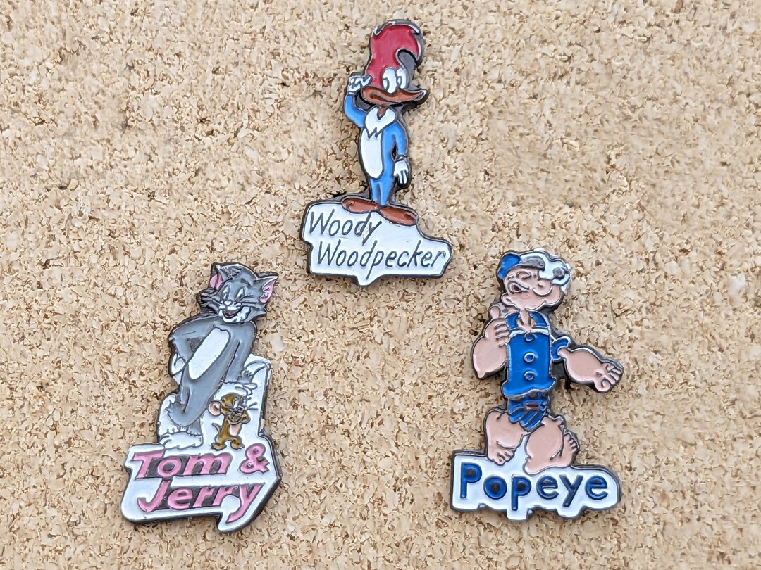 Vintage Cartoon Pins: Popeye, Tom & Jerry and Woody Woodpecker Enamel ...