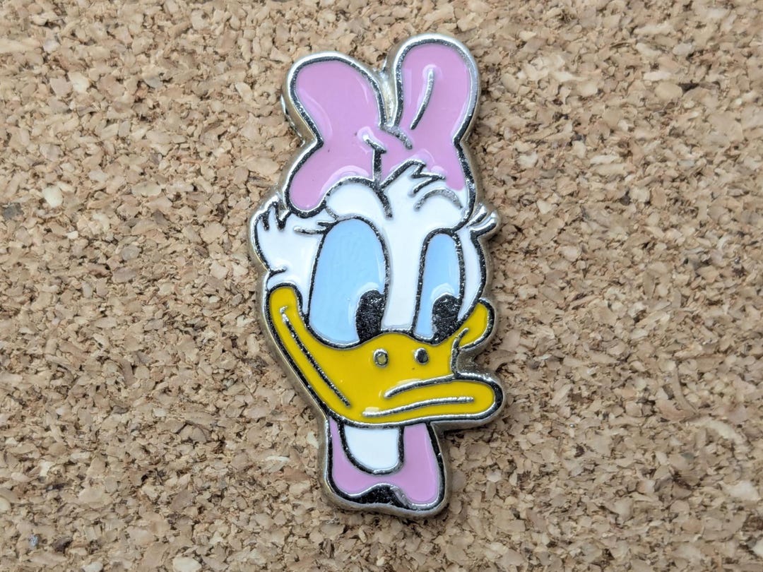Vintage Disney Daisy Duck Head Pink Ribbon (silver Edition) Enamel Pin ...