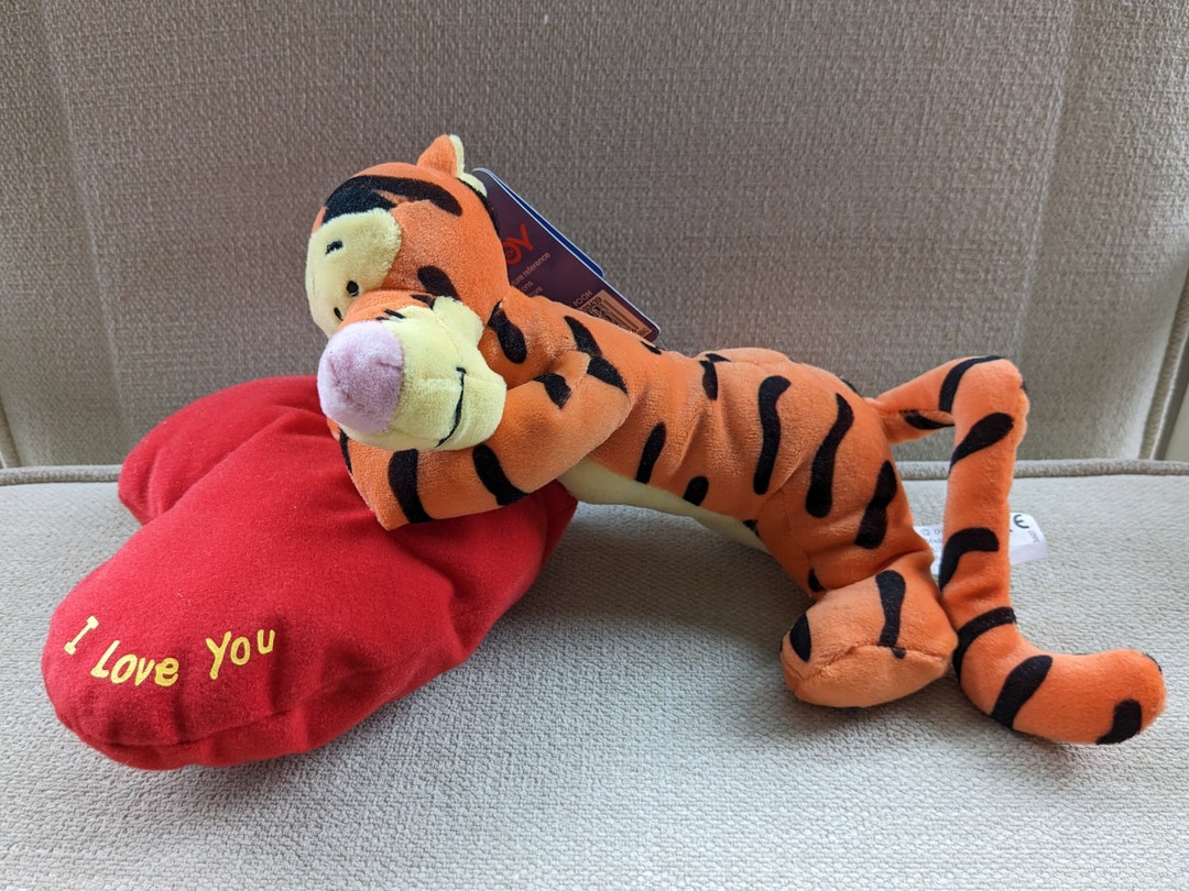 Vintage Winnie the Pooh Plushie: Tigger on Heart Shaped Pillow Beanbag ...