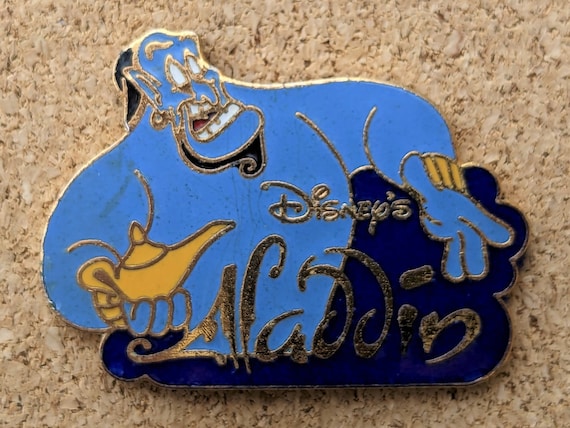 Vintage Disney's Aladdin Genie holding lamp enamel pin - Gem