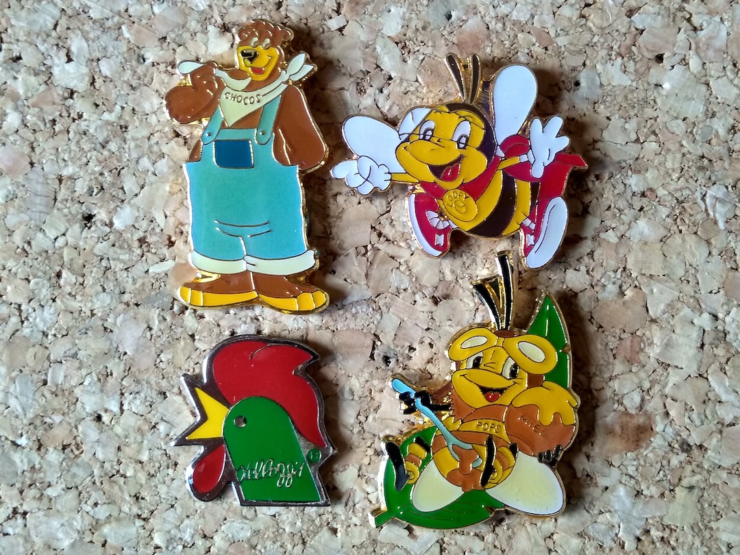 Vintage Kellogg's Cereal Mascots Pins: Chocos Bear, Loopy (honey Loops ...