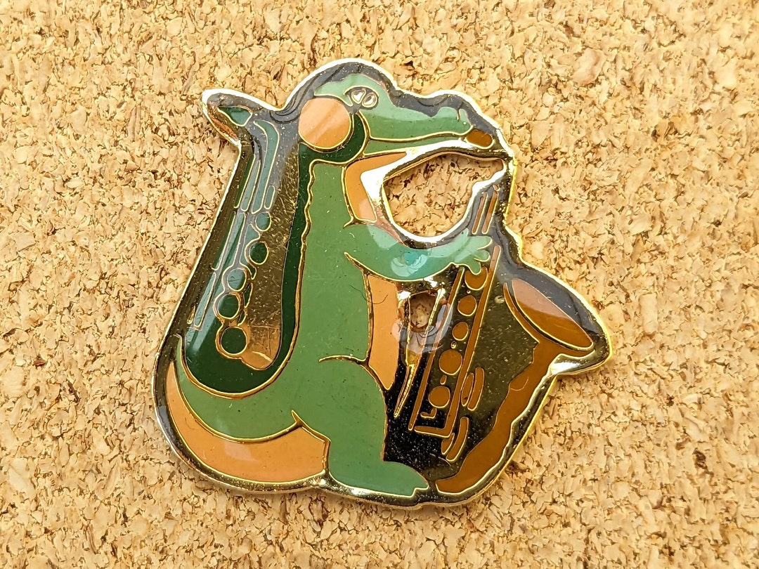 Vintage Saxy Gator Enamel Pin - Etsy
