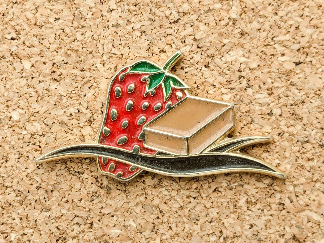 Vintage Chocolate Strawberry Enamel Pin - Etsy
