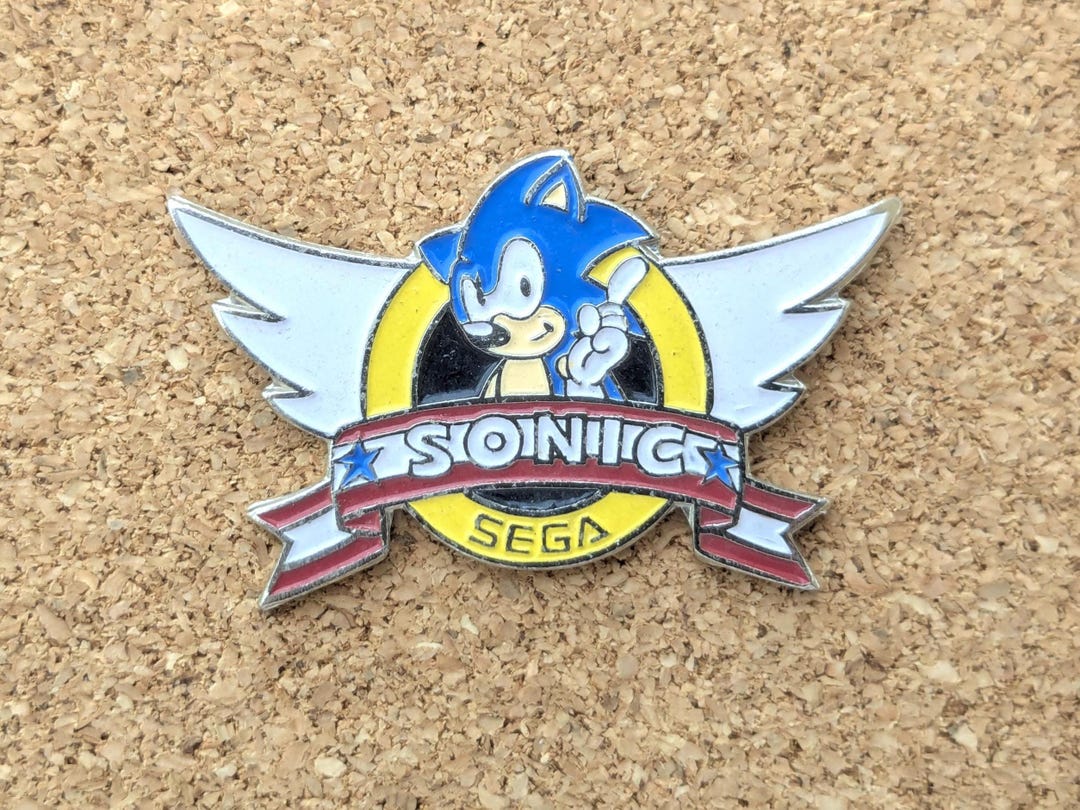 Vintage Sonic the Hedgehog Pin: Classic Sonic 1 Title Screen Sega ...