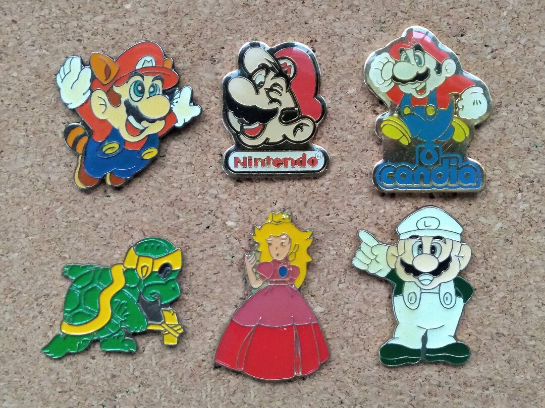 Vintage Nintendo Super Mario Bros. Pins: Raccoon Mario, Hammer Bro ...