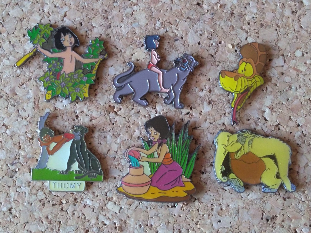 Vintage Disney "the Jungle Book" Pins: Mowgli, Bagheera, Kaa, Shanti ...