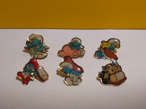Vintage "The Smurfs" enamel pins: Smurf, Smurfette, P… - Gem