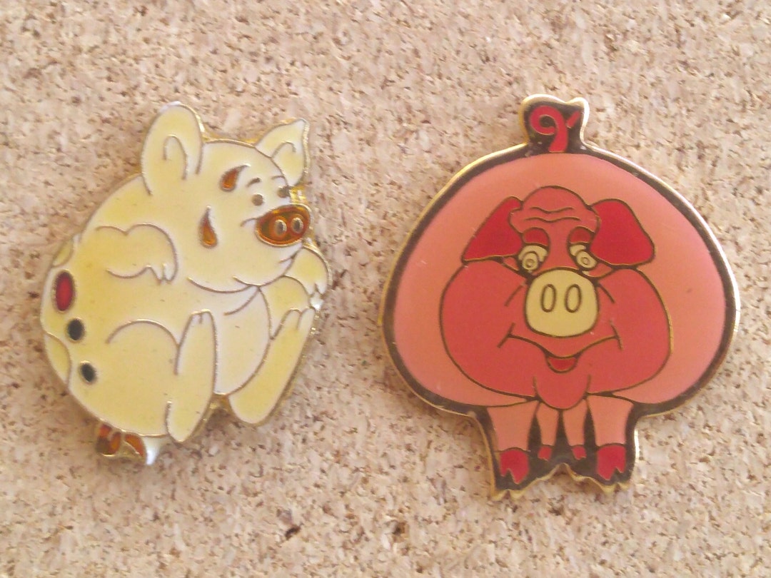 Vintage Pigs Pins: Sweating Pig and Fat Piggie Enamel Pins - Etsy