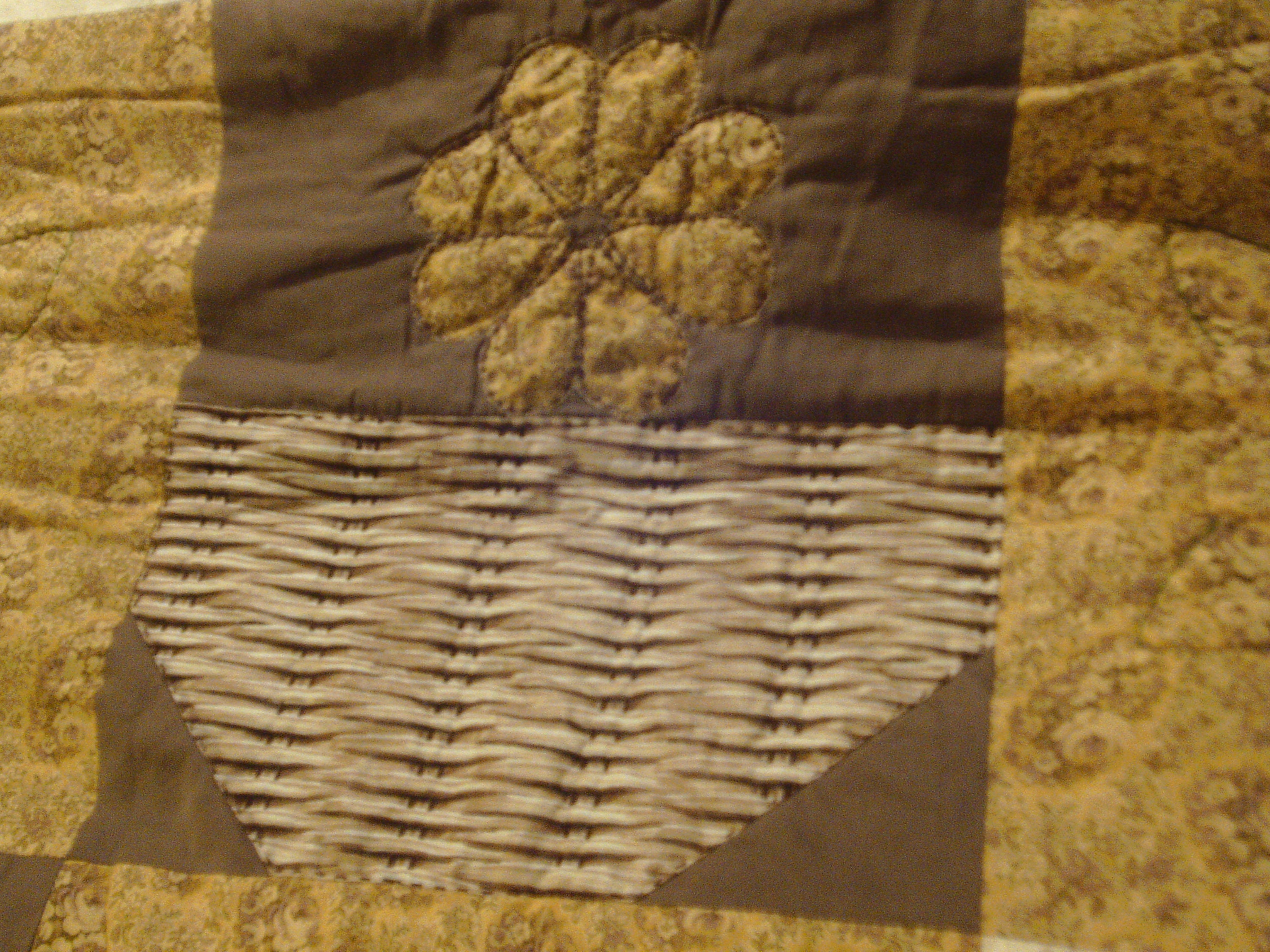 Baskets Full of Posies Hand Embroidered and Hand Quilted, Floral Print ...