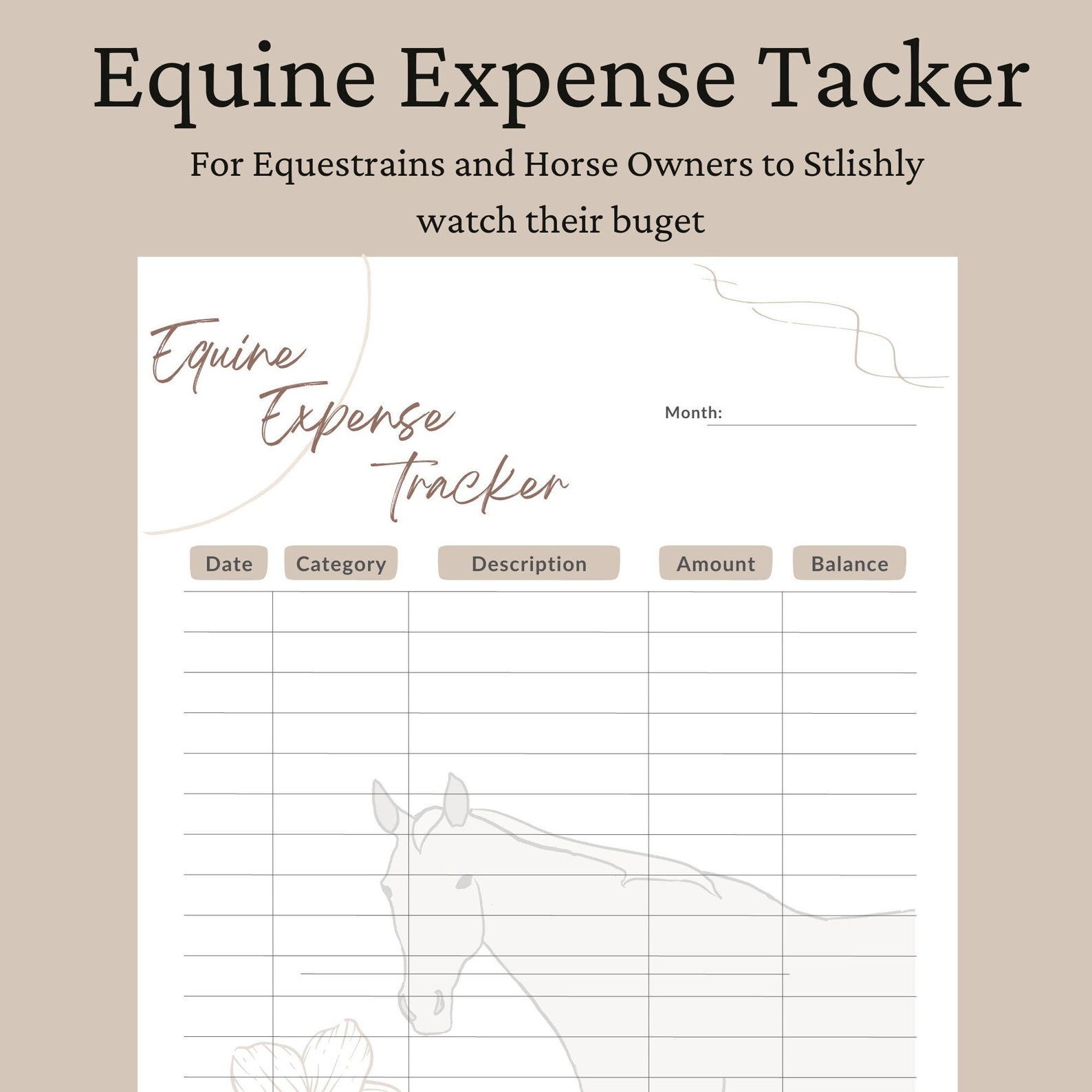 Equine Expense Tracker/budget Sheets for Equestrians and Horse Owners ...