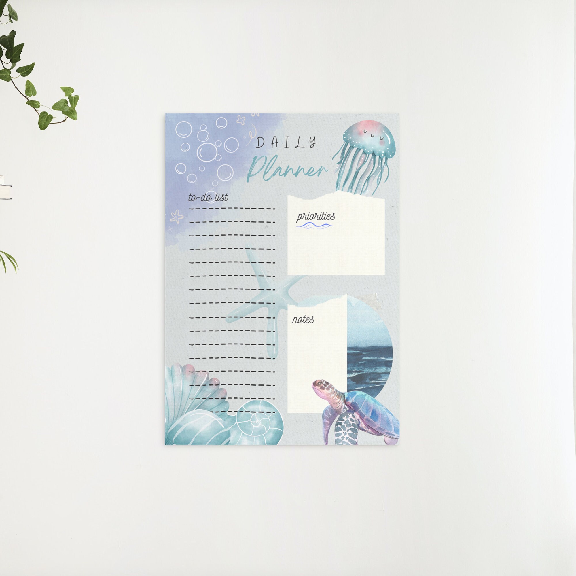 Ocean Themed Daily Planner for Ocean Sea Animal Lovers Jellyfish Turtle ...