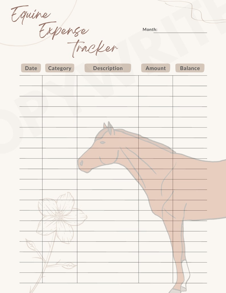 Equine Expense Tracker/budget Sheets for Equestrians and Horse Owners ...