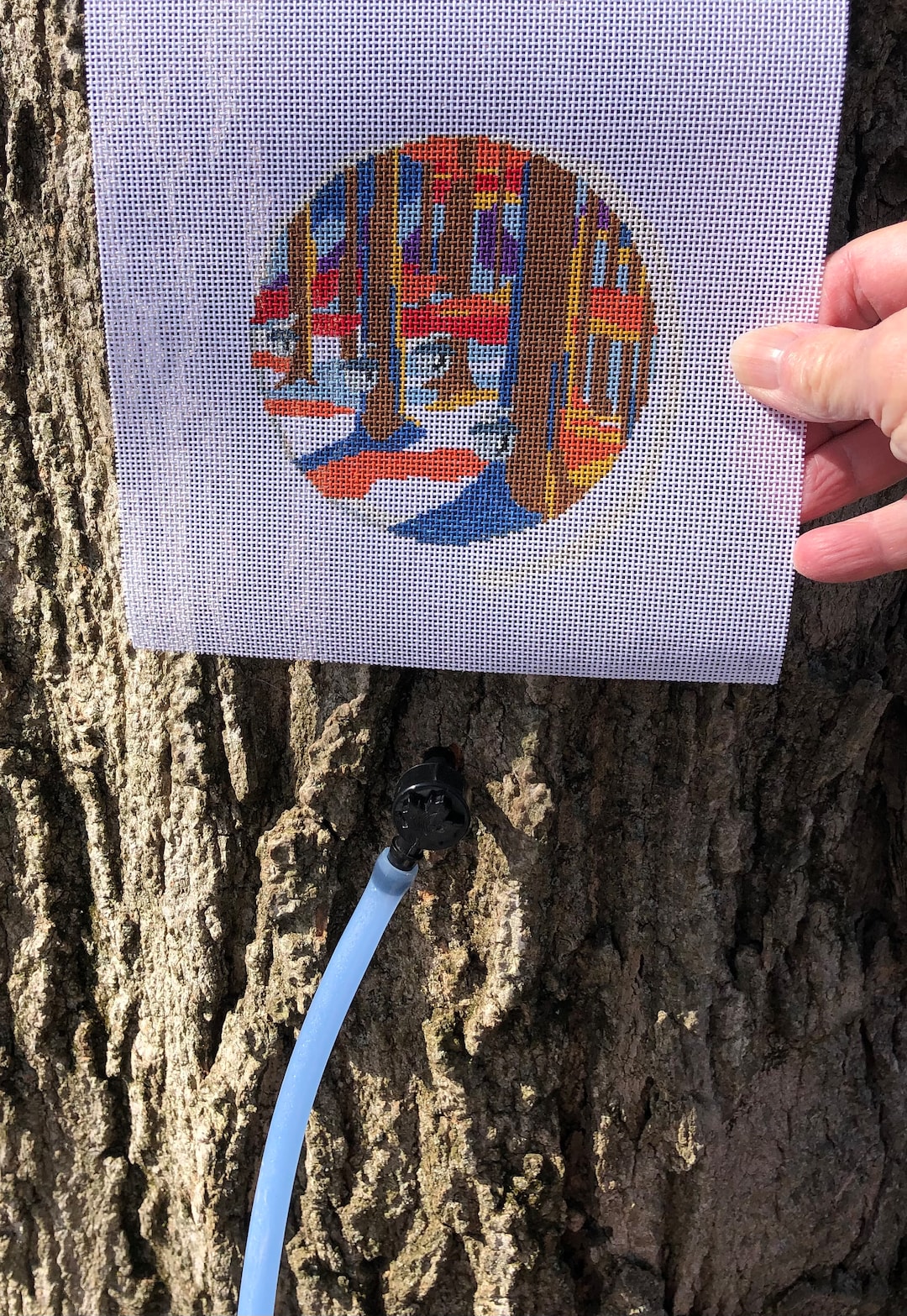 Hand Painted Needlepoint Design, Maple Sap Tapping, Forest Scene, Maple ...