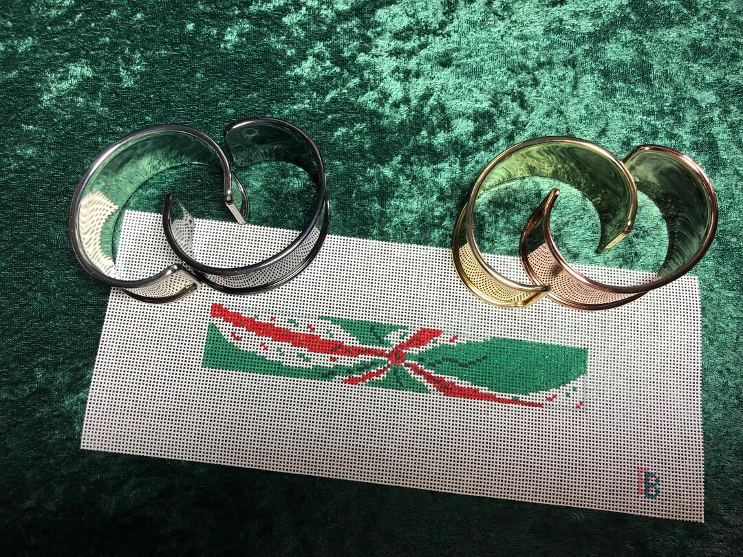 Christmas Bow Package Needlepoint Cuff Bracelet Design or Bookmark ...