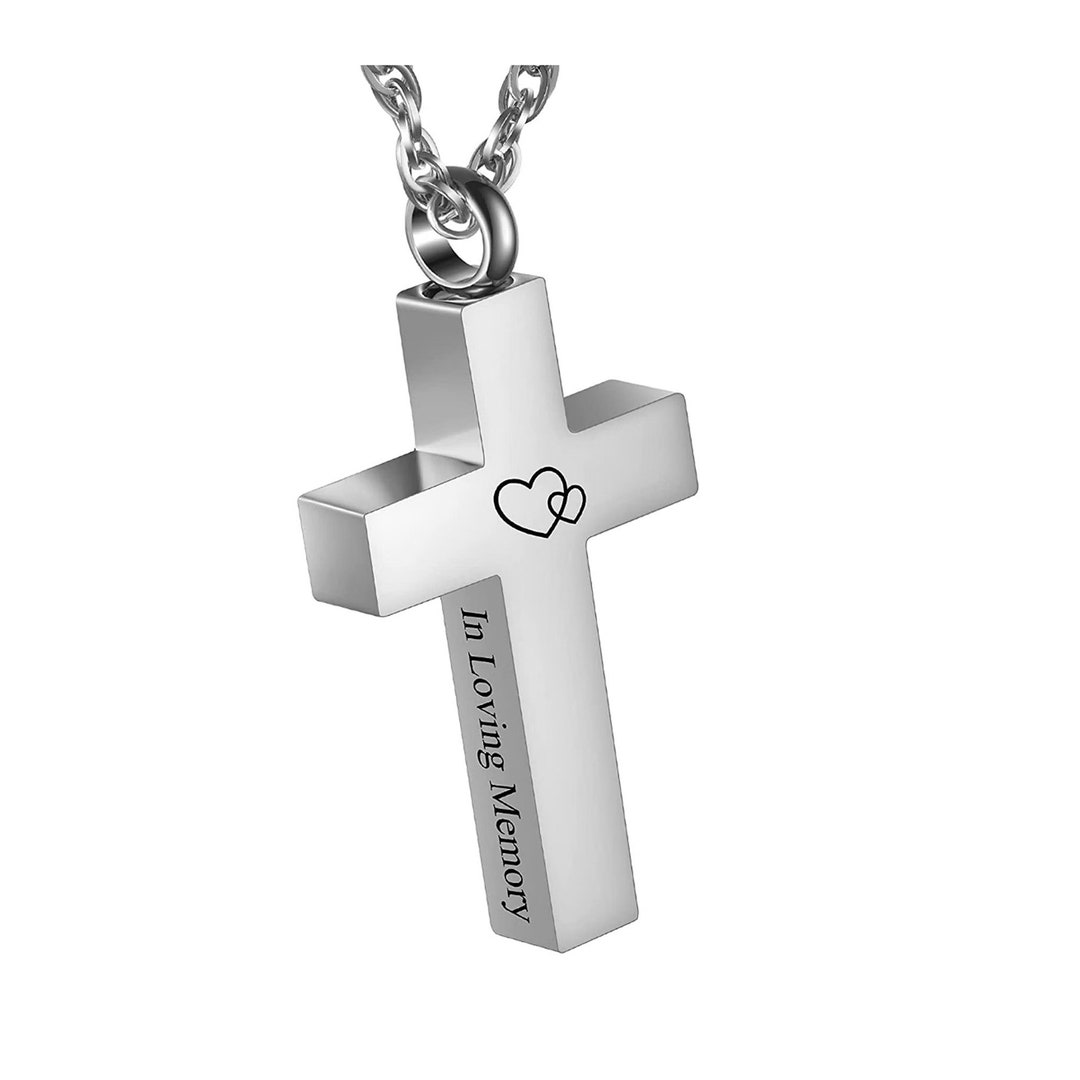 Cross, Heart, Silver, in Loving Memory Cremation Jewelry, Urn, Ashes ...