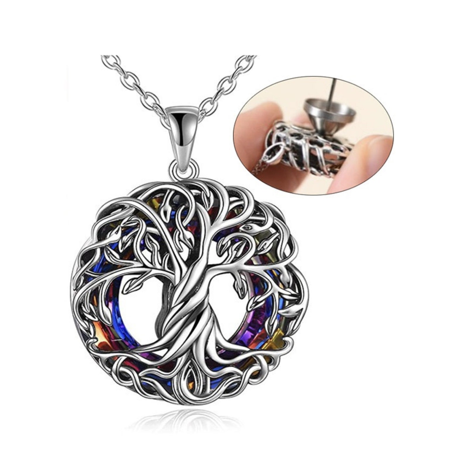 Twisted Tree of Life Multi-color Background Urn Necklace | Etsy