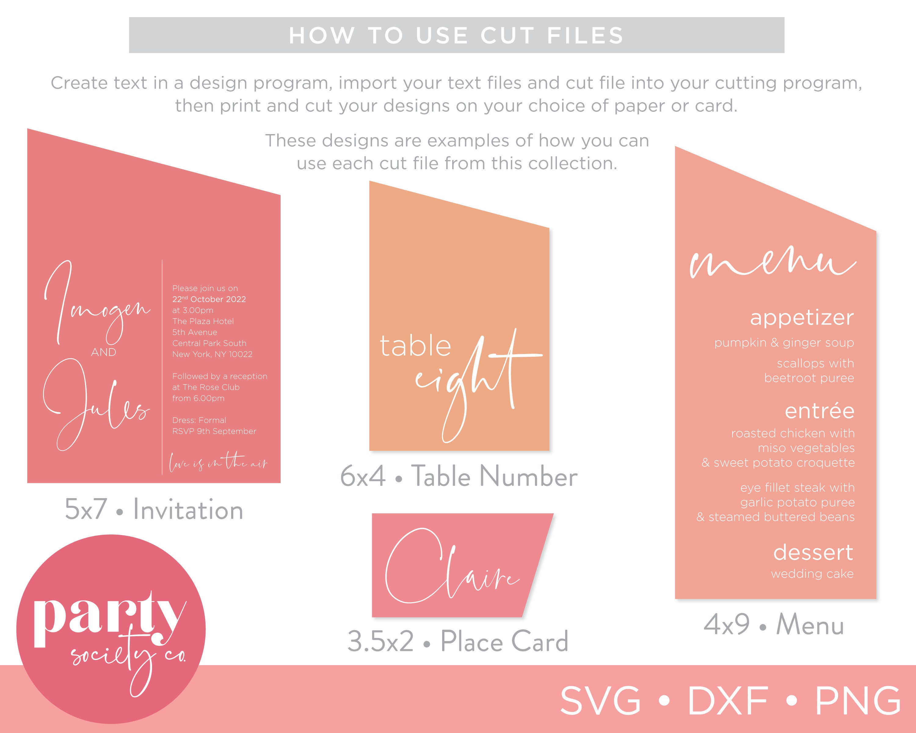 Angle Invite SVG | 15 Degree Invitation Cut Files | Angled Invite ...