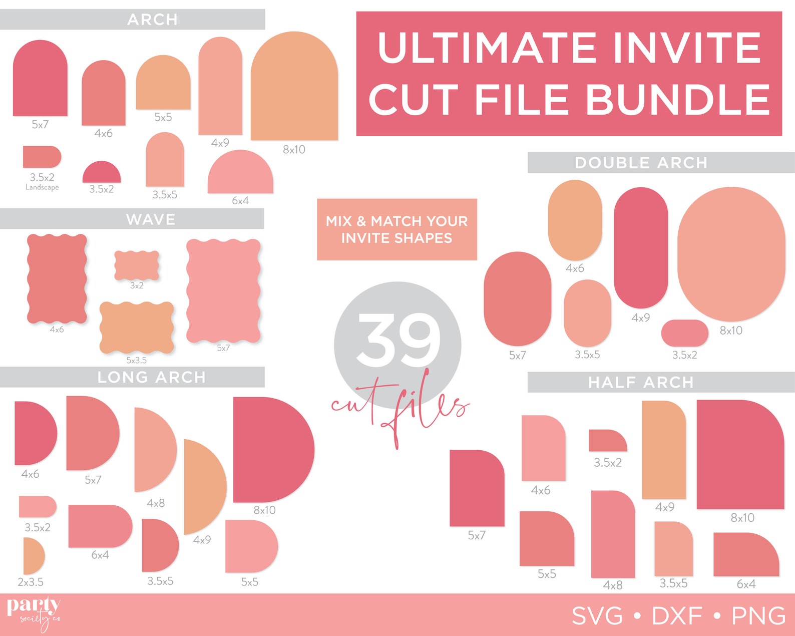 Invite Cut Files | Invite SVG | Arch Svg | Wave Svg | Arch Shape Svg ...