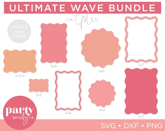 Wave Frame SVG Wave Frame Cut File Wave Invitation Frame Cut File wavy ...