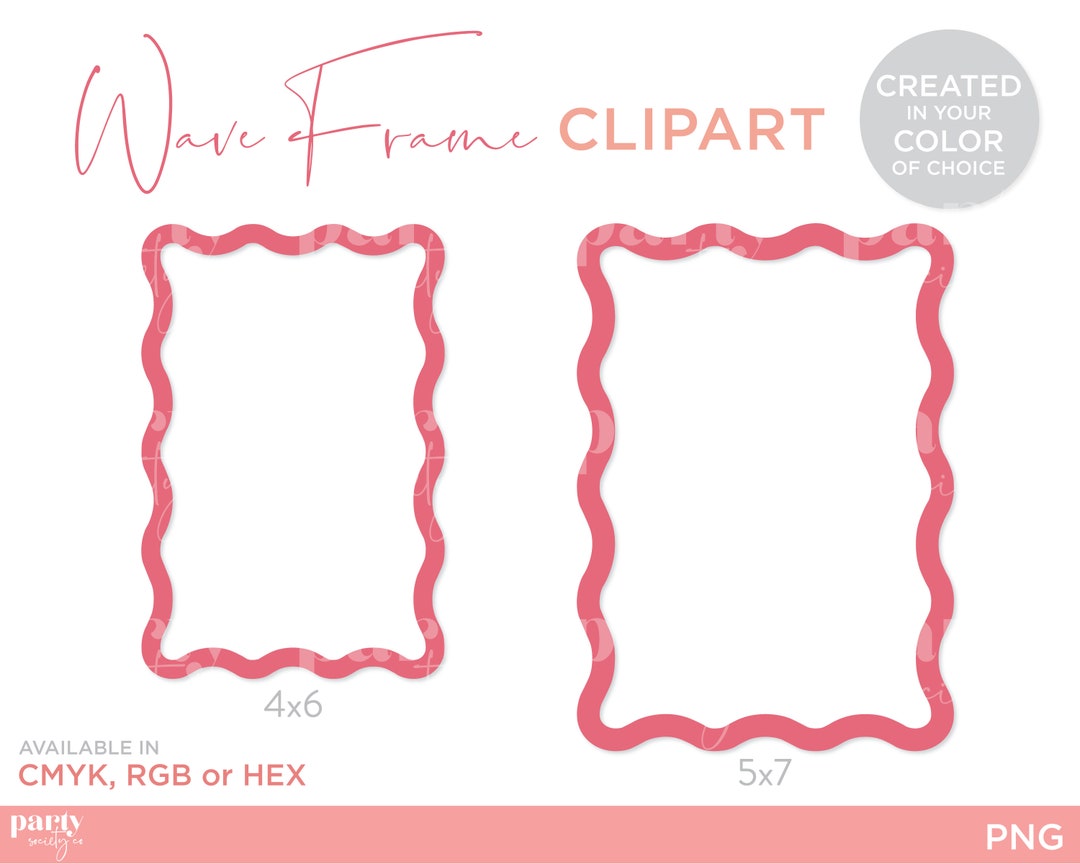 Wave Frame Shape | Wavy Clipart | Wave Frame PNG | Wave Wedding Invite ...