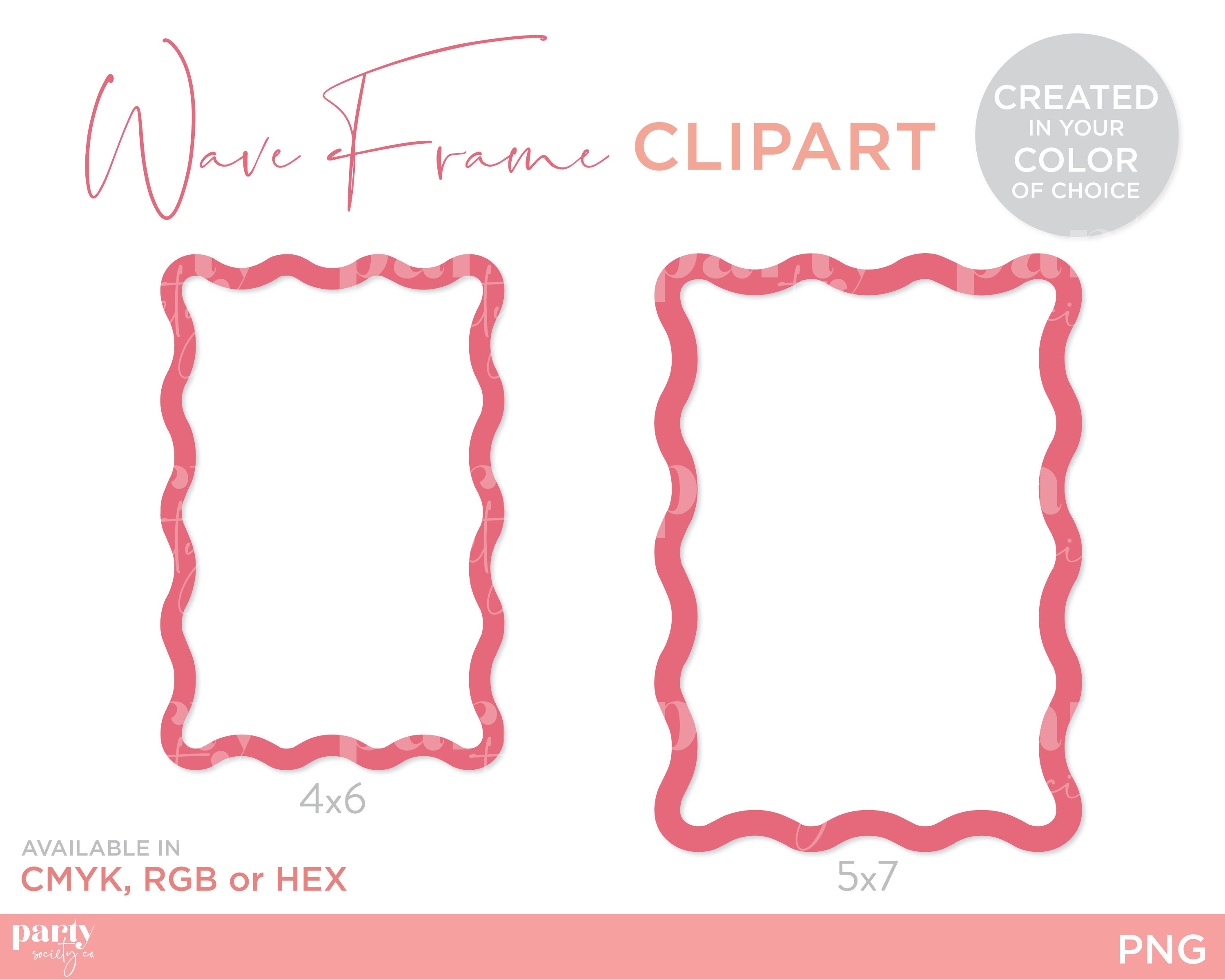Wave Frame Shape | Wavy Clipart | Wave Frame PNG | Wave Wedding Invite ...