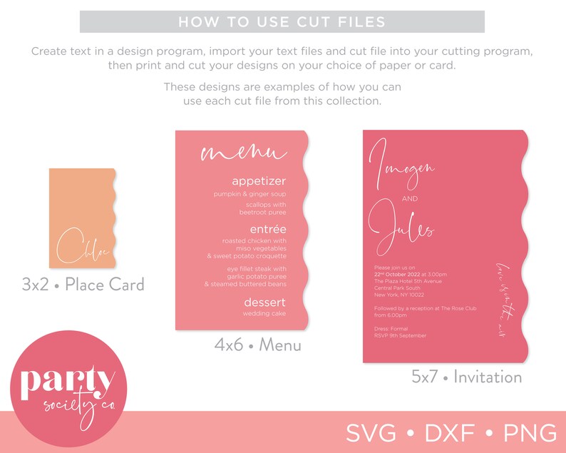 Side Wave Invite Cut File | Side Wave Invitation Cut File | Side Wave ...