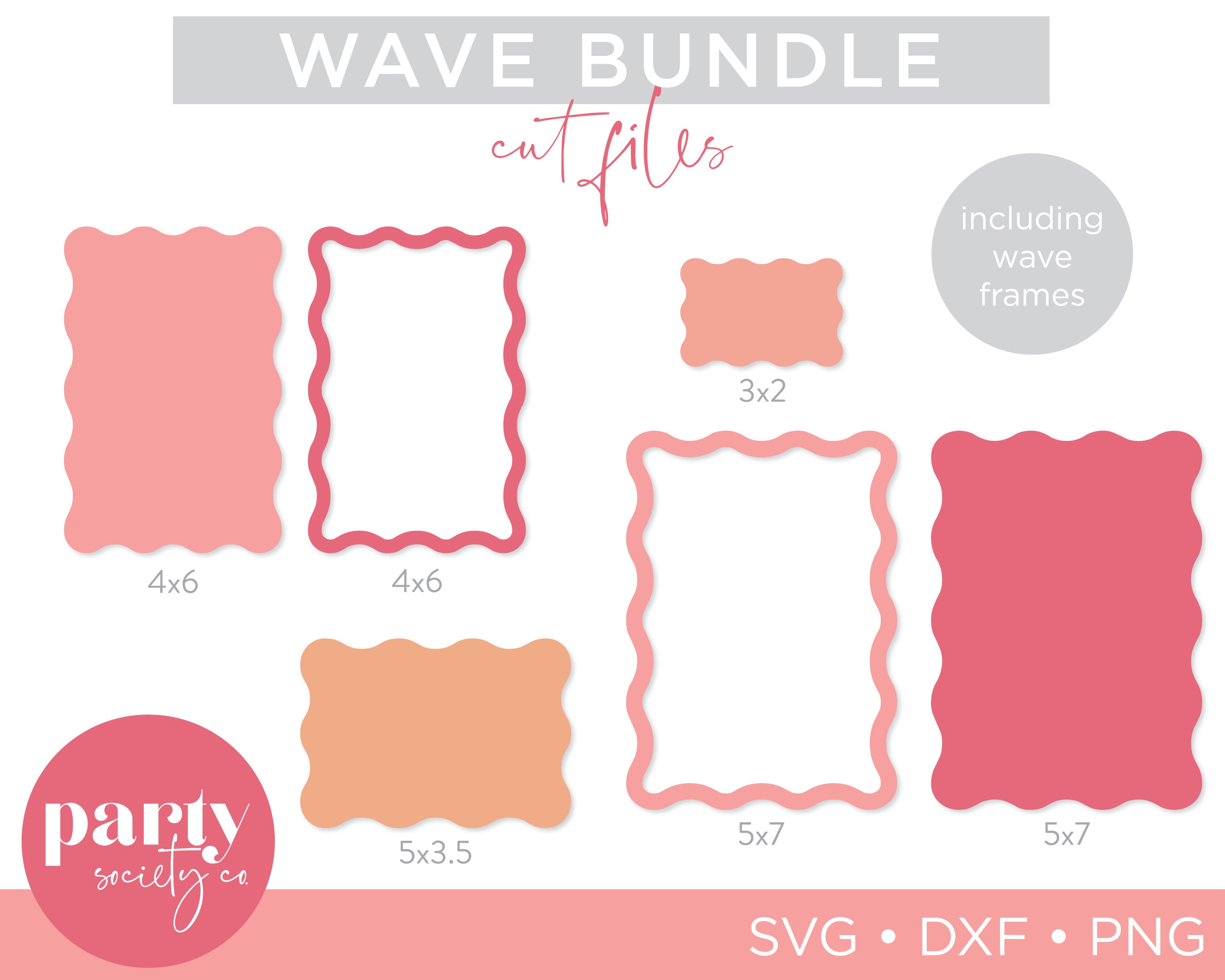 Wave and Wave Frame SVG | Wave Invite & Frame Cut File | Wave ...