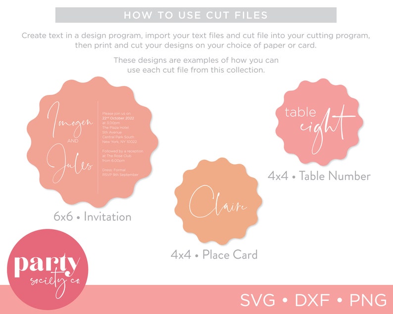 Wave Invitation SVG | Wavy Invitation | Wavy Place Card | Wavy Svg ...