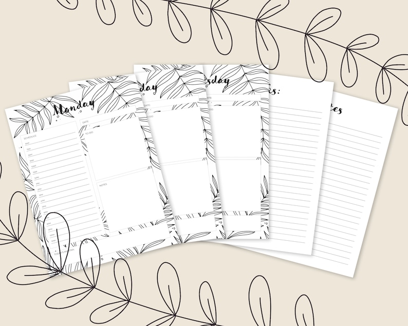 Boho Printable Planner Pages Digital Natural Botanical Planner - Etsy