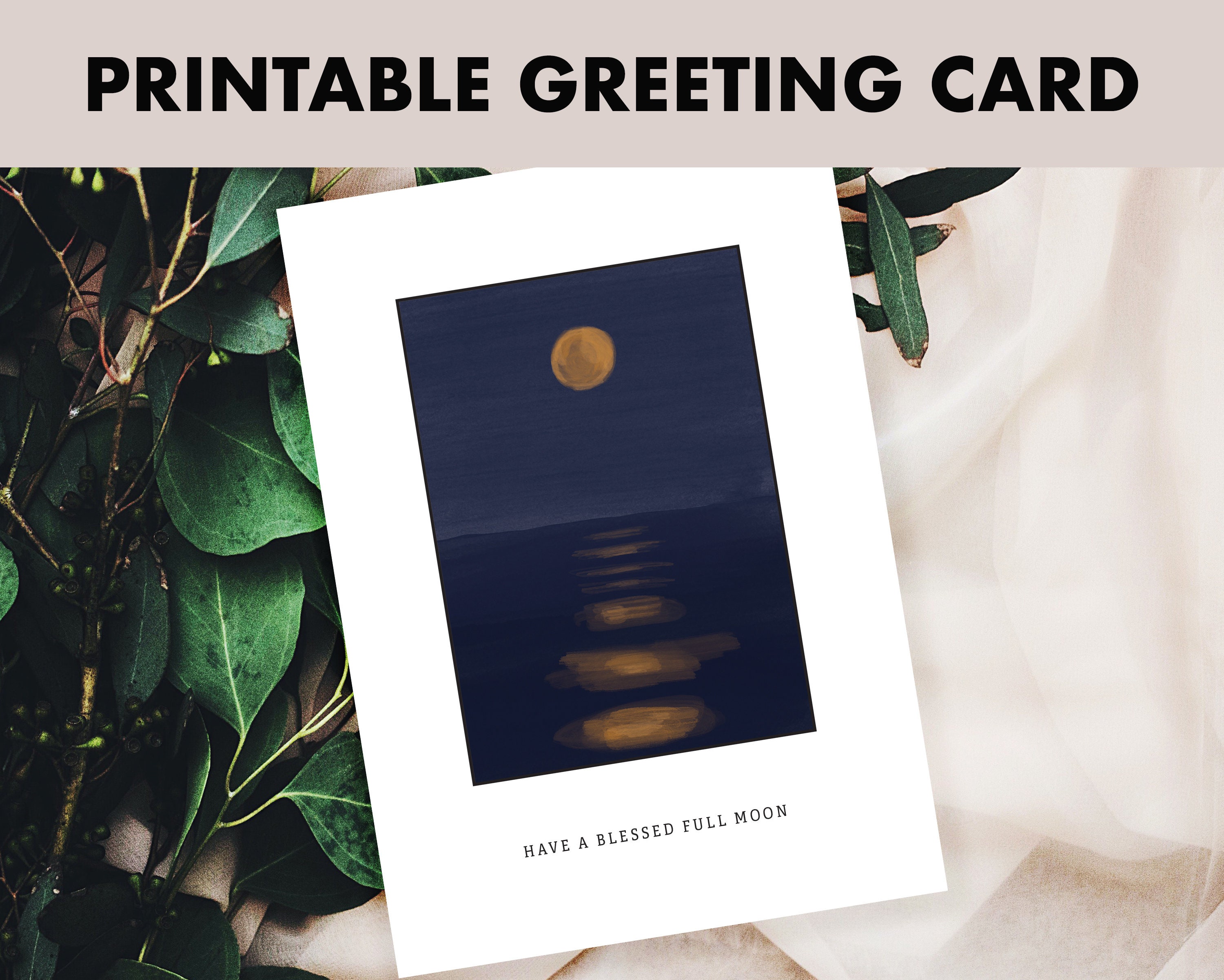 Full Moon Card Wiccan Greeting Printable - Etsy