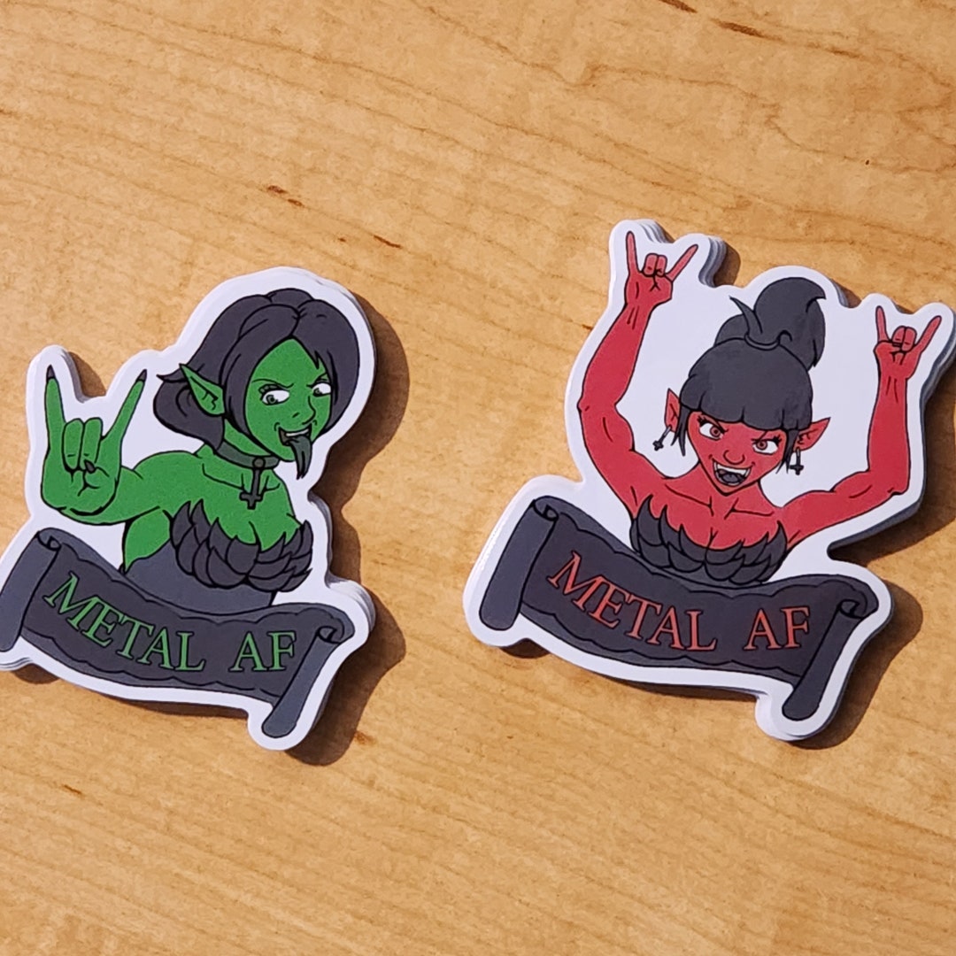 Demon Anime Girls Metal AF Sticker Set High Gloss Vinyl - Etsy