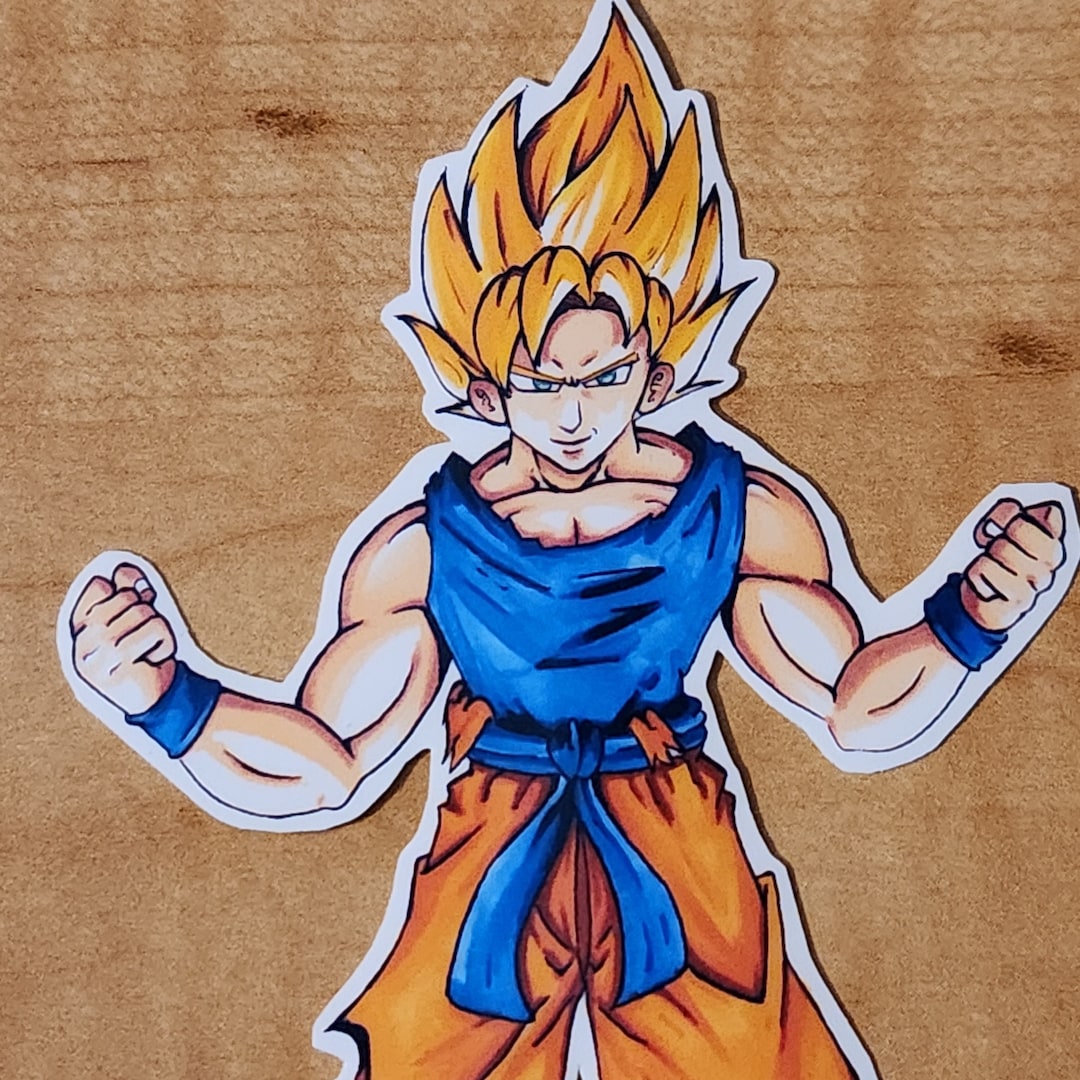 Super Saiyan Goku Sticker Frieza Saga Handdrawn Anime Decal - Etsy