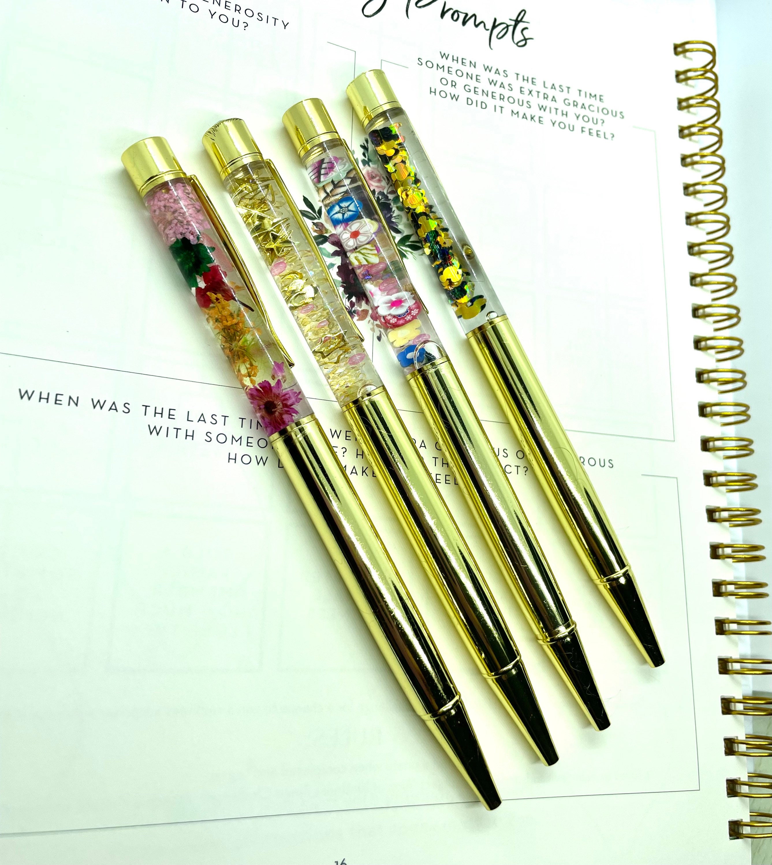 Gold Float Pen / Floral Float Pen / Herbarium Pen / Cute Float - Etsy