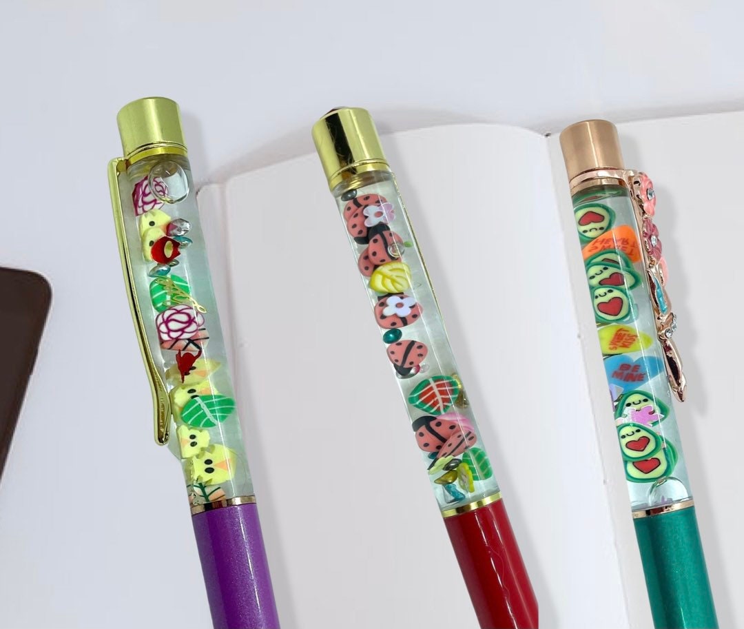 Yellow Bird Float Pen / Happy Avocado Float Pen / Lady Bug Float Pen ...
